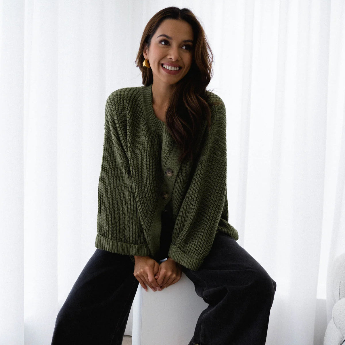 TM Casey Asymmetrical Button Cardigan in – Elementbytalia.com